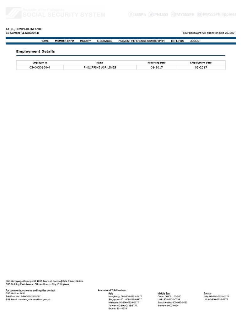SSS Employment History | PDF