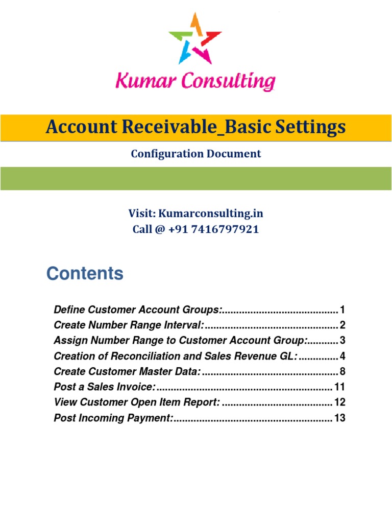 Account Receivable - Basic Settings: Configuration Document | PDF | Invoice | Computing
