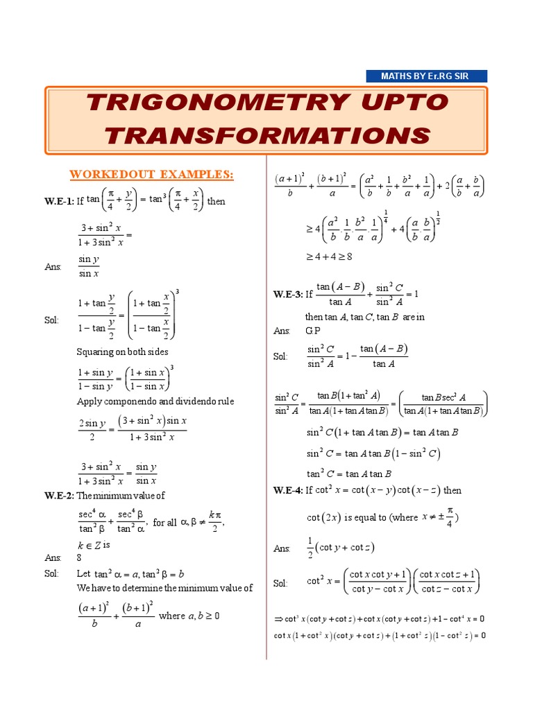 Maths Trigonometry Worked Examples | PDF | Trigonometric Functions ...