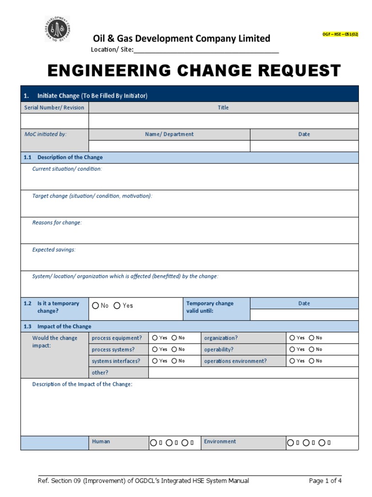Engineering Change Request: Oil & Gas Development Company Limited | PDF ...