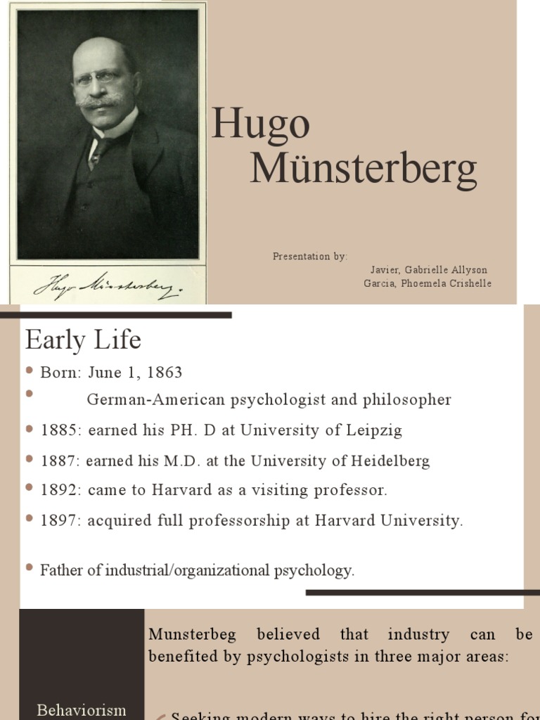 Hugo Münsterberg: Presentation By: Javier, Gabrielle Allyson Garcia ...