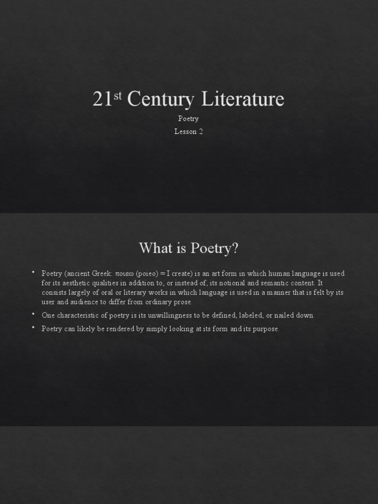 Understanding 21st Century Poetry | PDF | Poetry | Metre (Poetry)