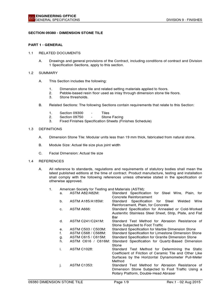 Dimension Stone Tile Specifications | PDF | Specification (Technical ...