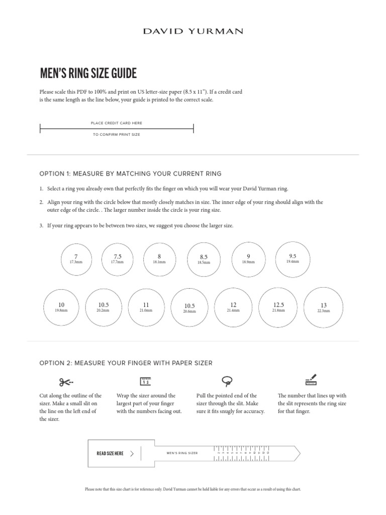Men'S Ring Size Guide: Option 1: Measure by Matching Your Current Ring ...