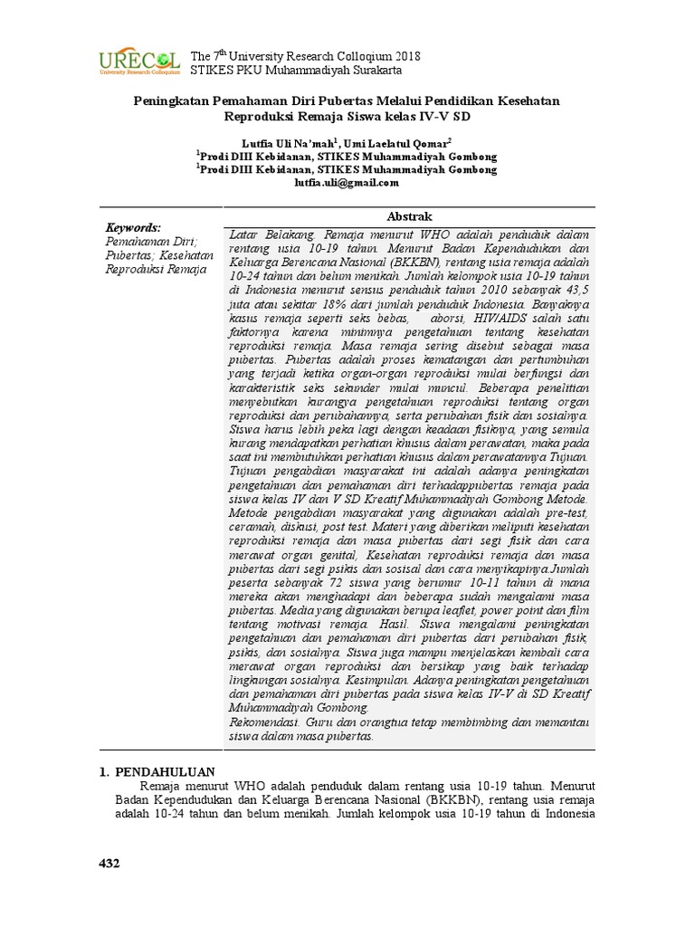 PB-Peningkatan Pemahaman Diri Pubertas Melalui Pendidikan Kespro Remaja Siswa Kls IV-V SD | PDF ...