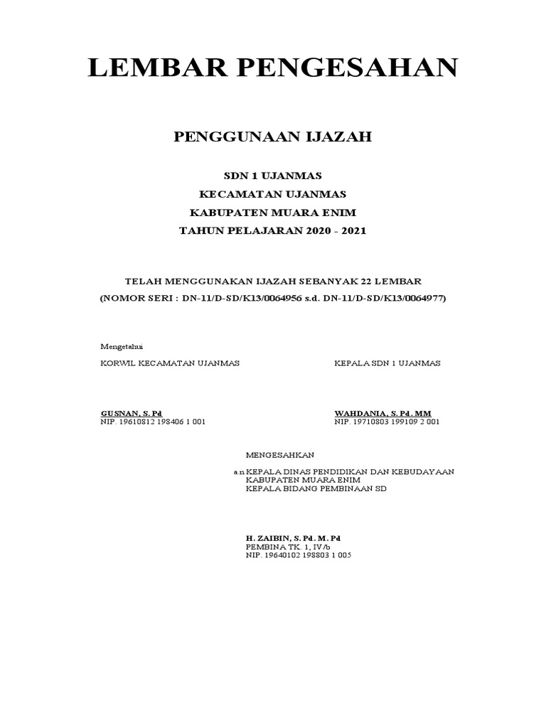 Lembar Pengesahan Ijazah | PDF