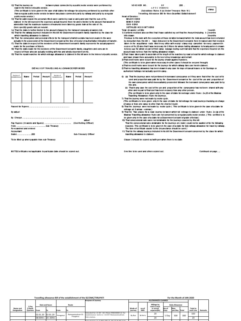 TA BILLS JAn-2020 | PDF | Credit | Finance & Money Management