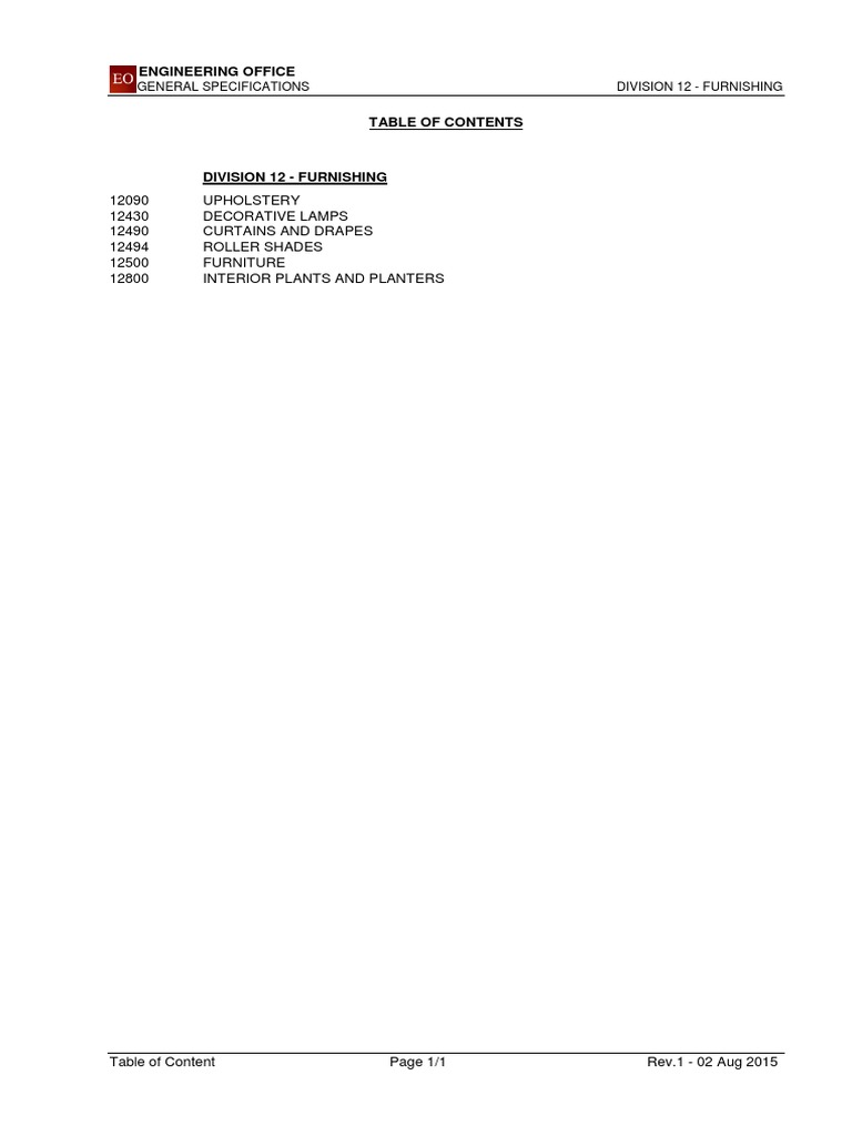 Division 12 Furnishing Specifications | PDF