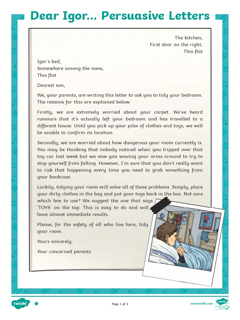 STU-UKS2-Dear Igor-Persuasive Letter 2 | PDF