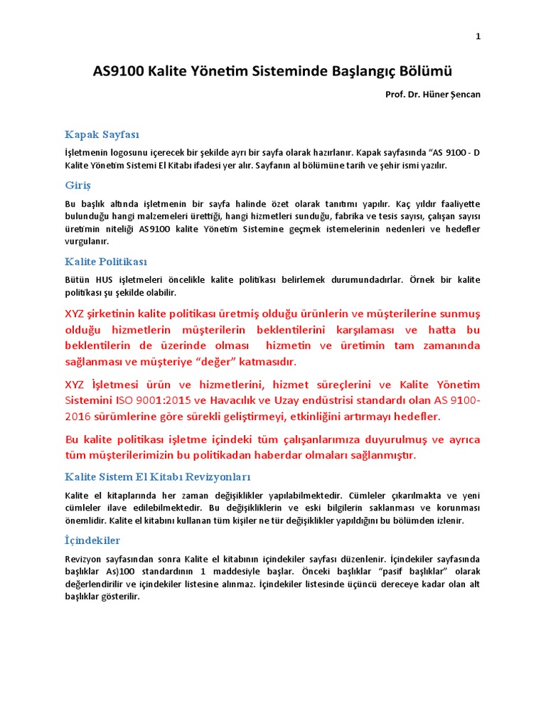 As9100 Baslangic - Bolumu | PDF