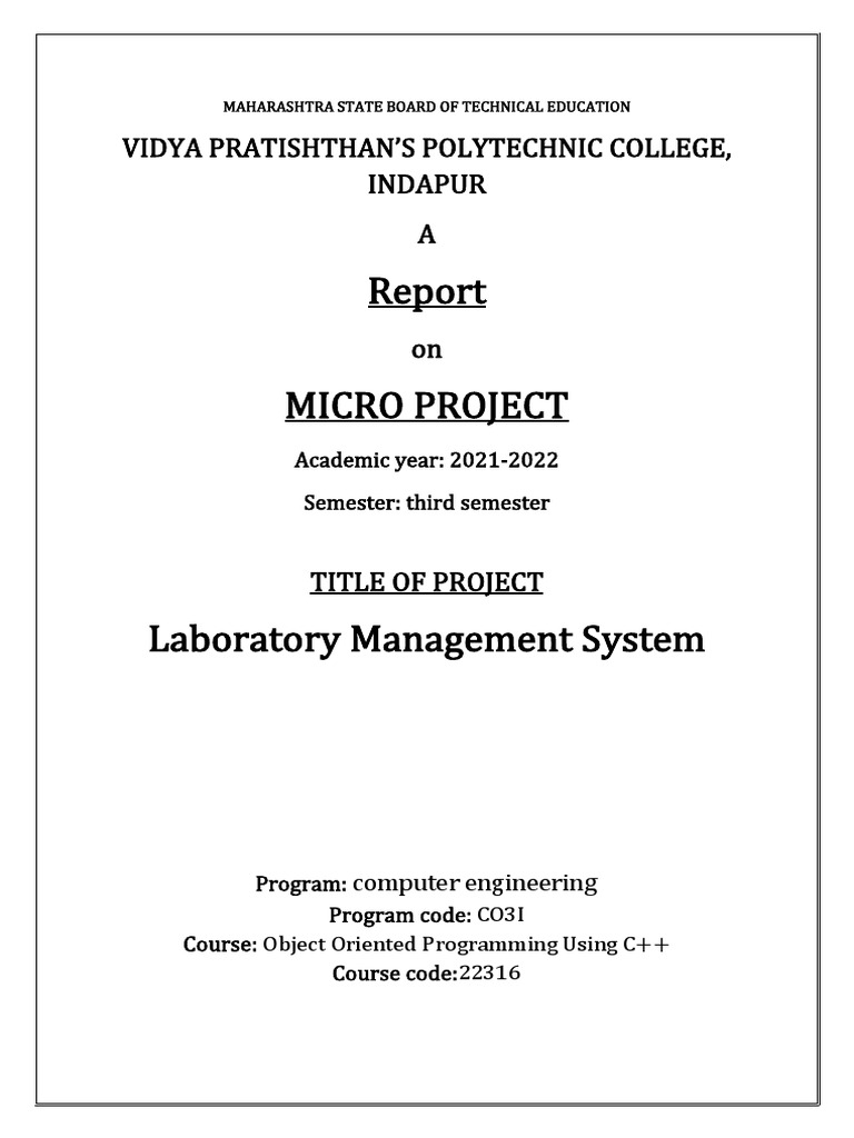 Oop Microproject | PDF | C++ | System