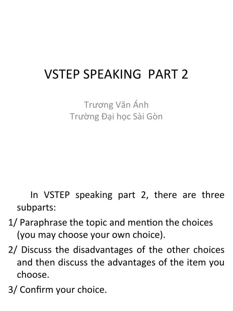 Vstep Speaking Part 2: Trương Văn Ánh Trường Đại học Sài Gòn | PDF