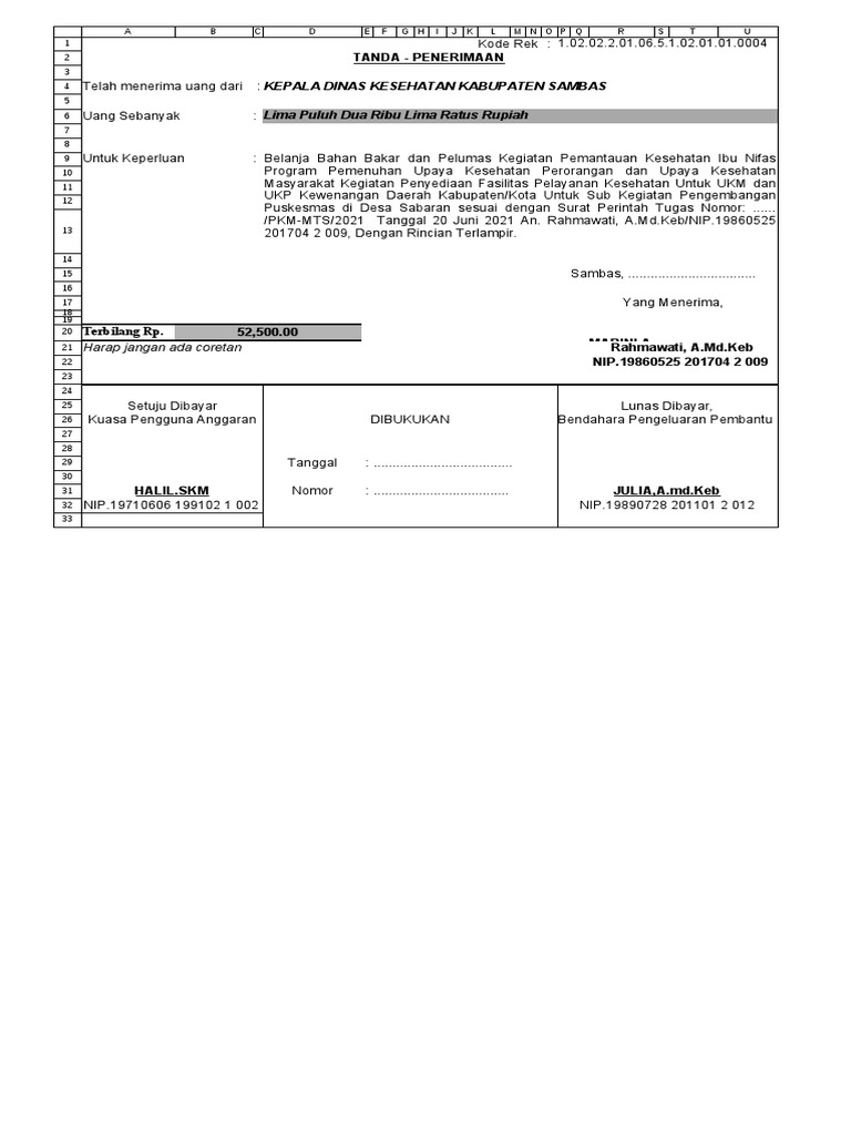 Contoh SPJ Kegiatan Kesehatan 2021 | PDF