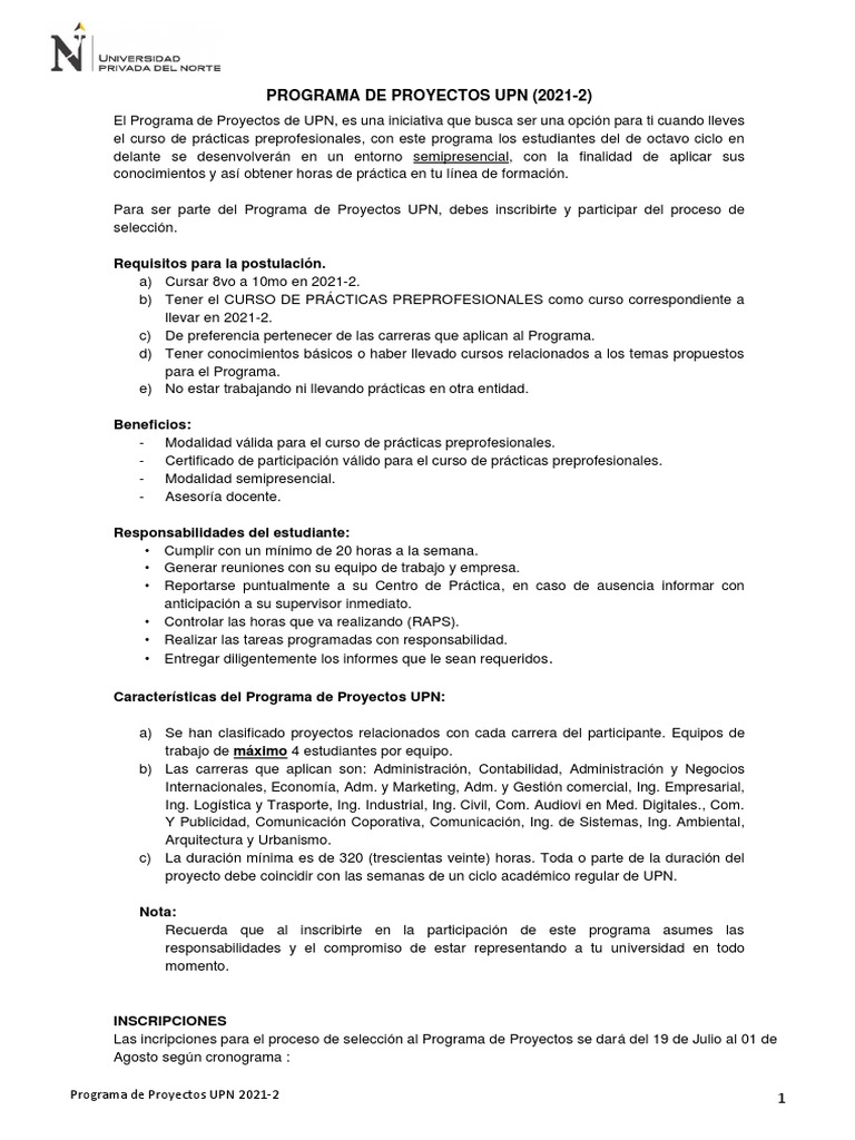 Upn Guia de Postulacion Programa Proyectos 2021 2 | PDF | Business ...
