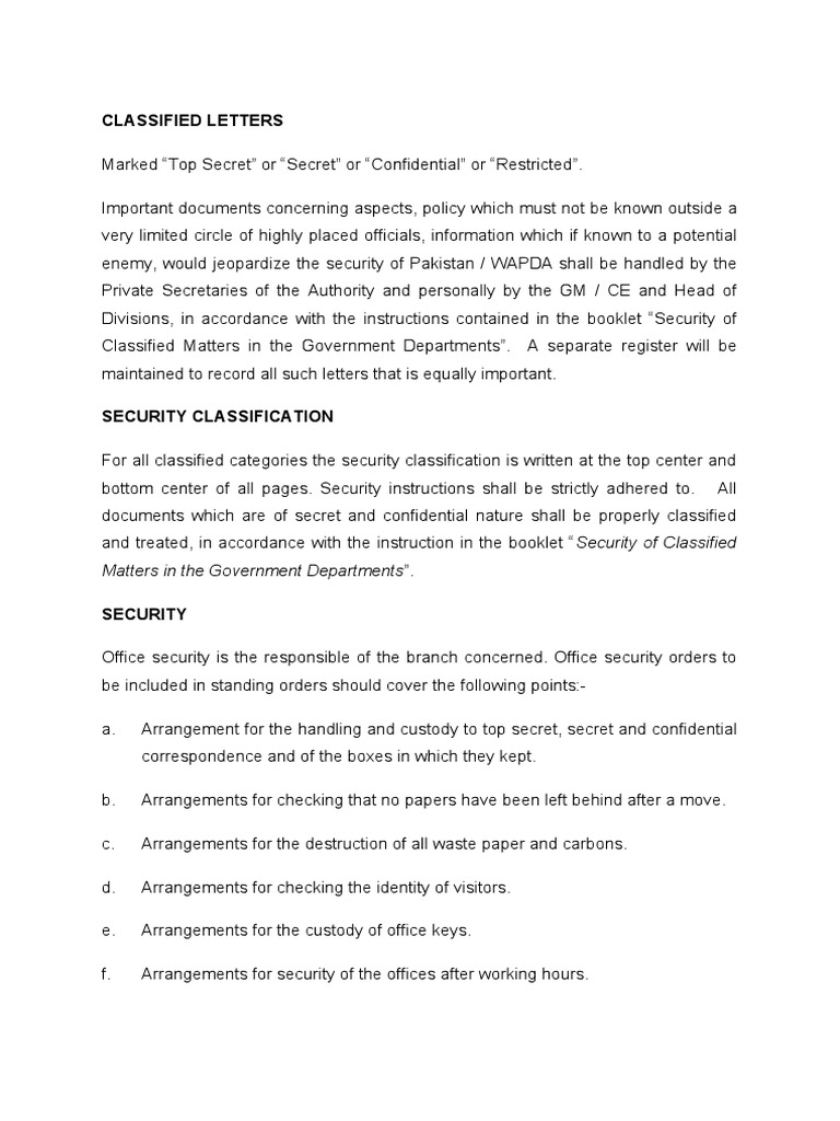 Security Classification of Official Documents | PDF