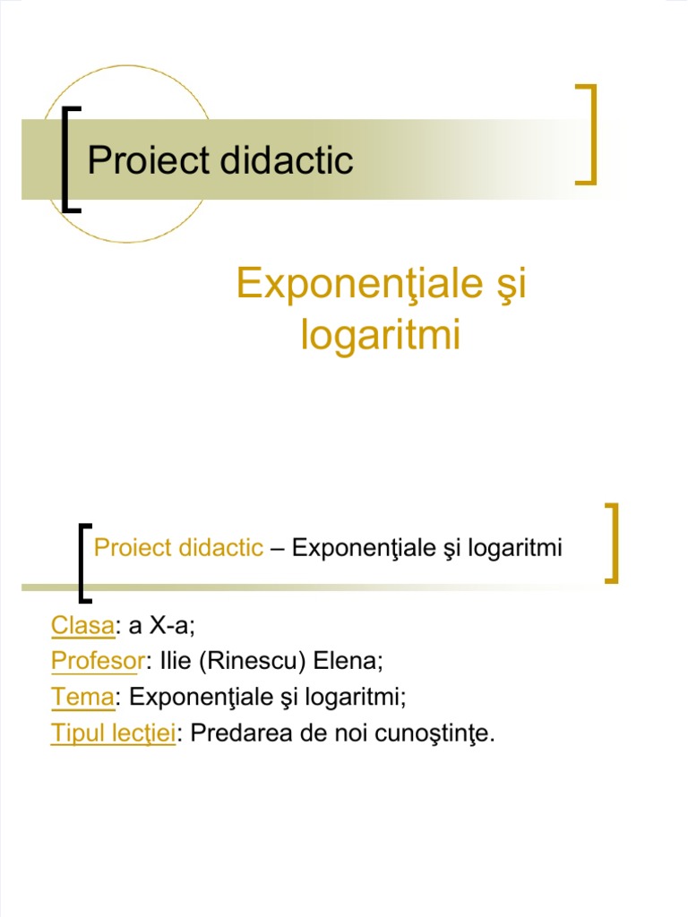 Dokumen - Tips - Proiect Didactic Functia Exponentiala | PDF