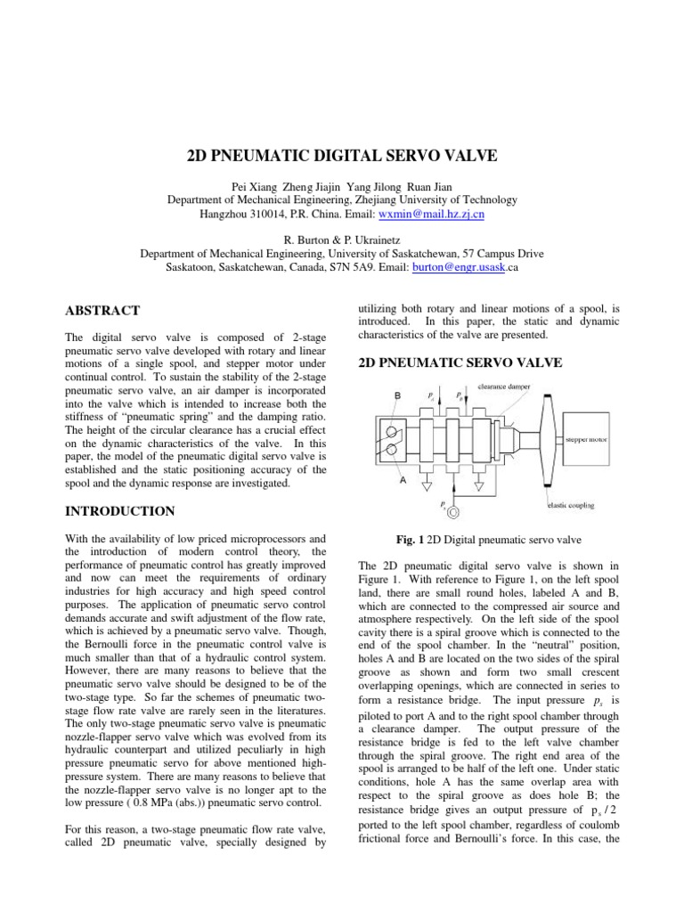 2d Pneumatic Digital Servo Valve | PDF | Servomechanism | Control Theory