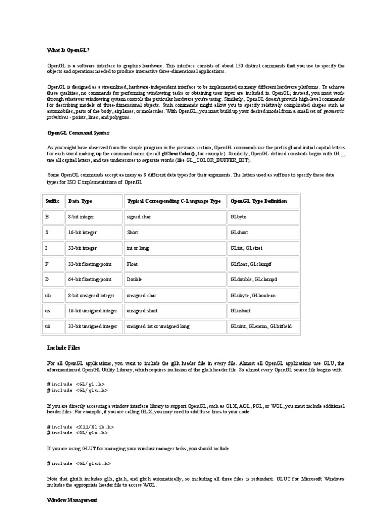 What Is Opengl Pdf Data Type Integer Computer Science