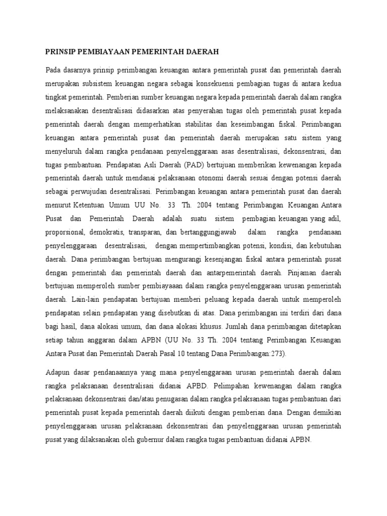 Prinsip Pembiayaan Pemerintah + Pinjaman Daerah | PDF