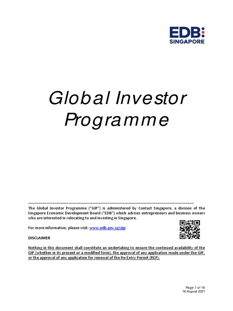Singapore Global Investor Programme Guide | PDF | Notary Public | Banks