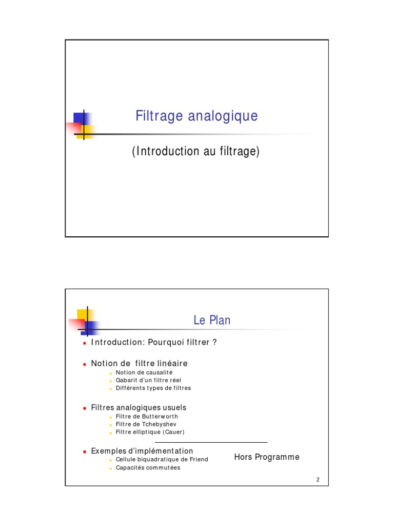 Filtrage analogique et filtres elliptiques | PDF | Filtre (électronique ...