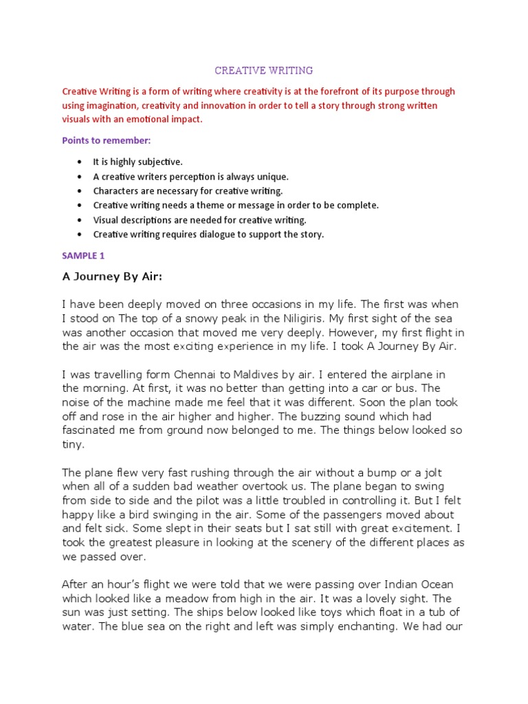 CSK W Creative Writing - STD Vii | PDF