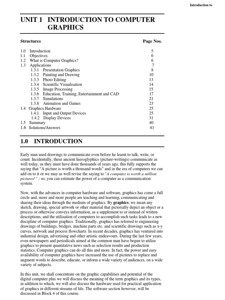 Introduction to Computer Graphics Basics | PDF | Visualization (Graphics) | Computer Aided Design