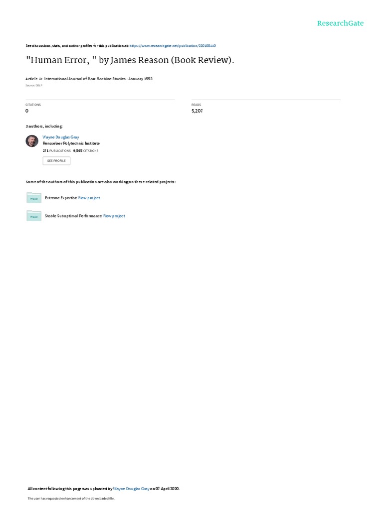 "Human Error, " by James Reason (Book Review) .: International Journal ...
