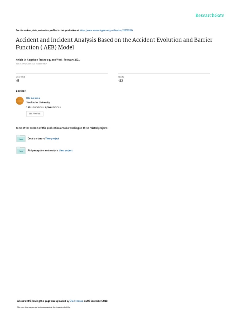 Accident and Incident Analysis Based On The Accide | PDF | System | Risk