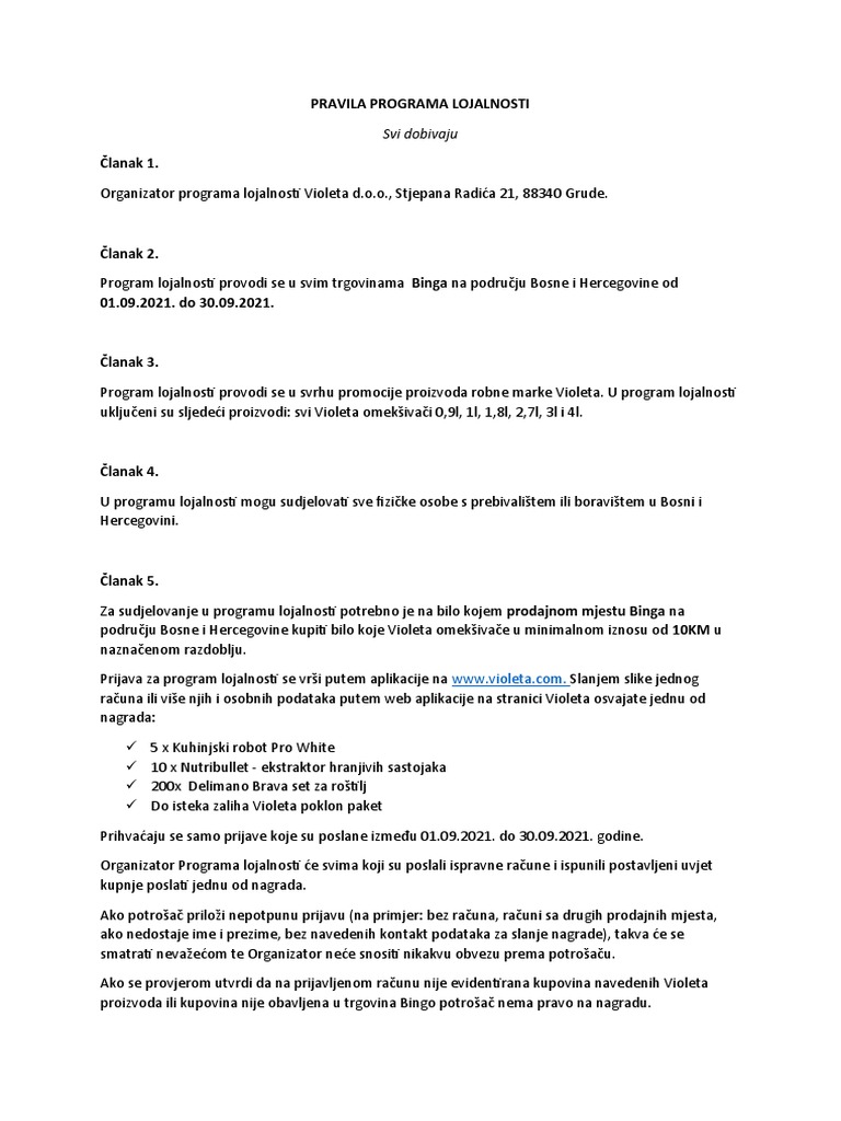 PRAVILA-PROGRAMA-LOJALNOSTI-Bingo-i-Violeta - 2 | PDF