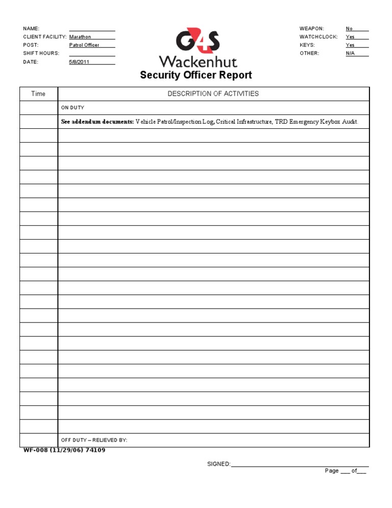 Security Officer Report | PDF
