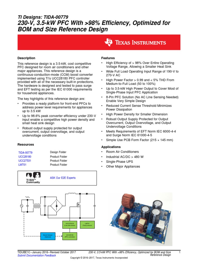 230-V 3.5-KW PFC With 98% Efficiency | PDF | Power Inverter | Power Supply