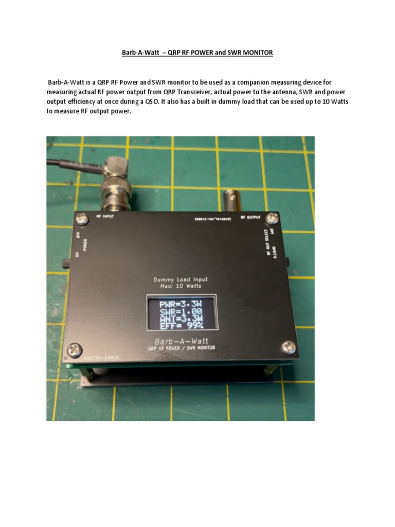 Barb - A - Watt QRP Power - SWR Meter | PDF | Electrical Connector ...