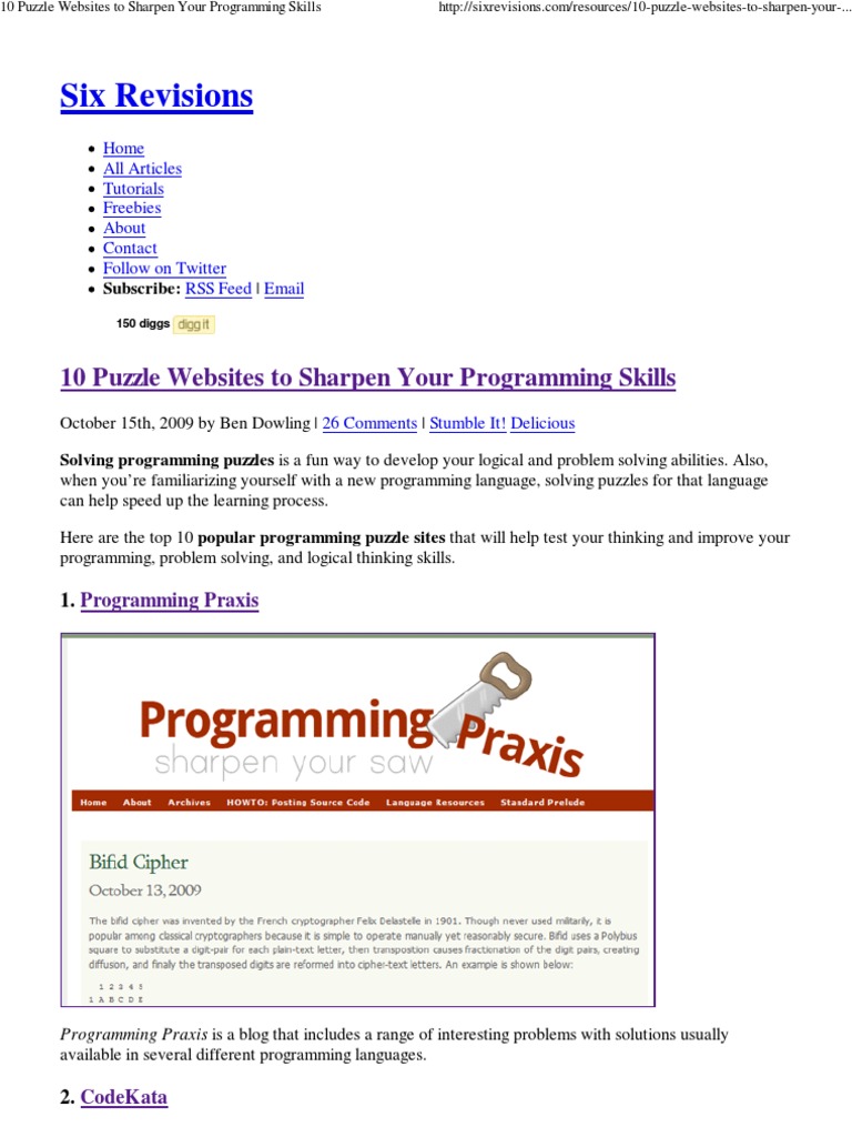 10 Puzzle Websites To Sharpen Programming Skills | PDF | Web Design ...