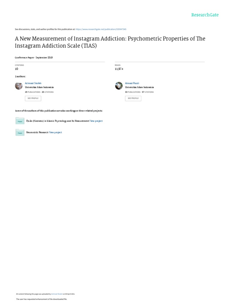 A New Measurement of Instagram Addiction: Psychometric Properties of ...