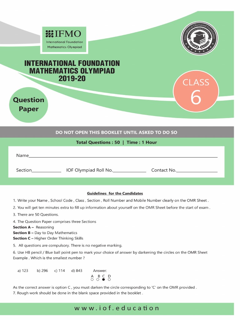 IFMO Class 6 2019 Question Paper | PDF | Triangle | Numbers