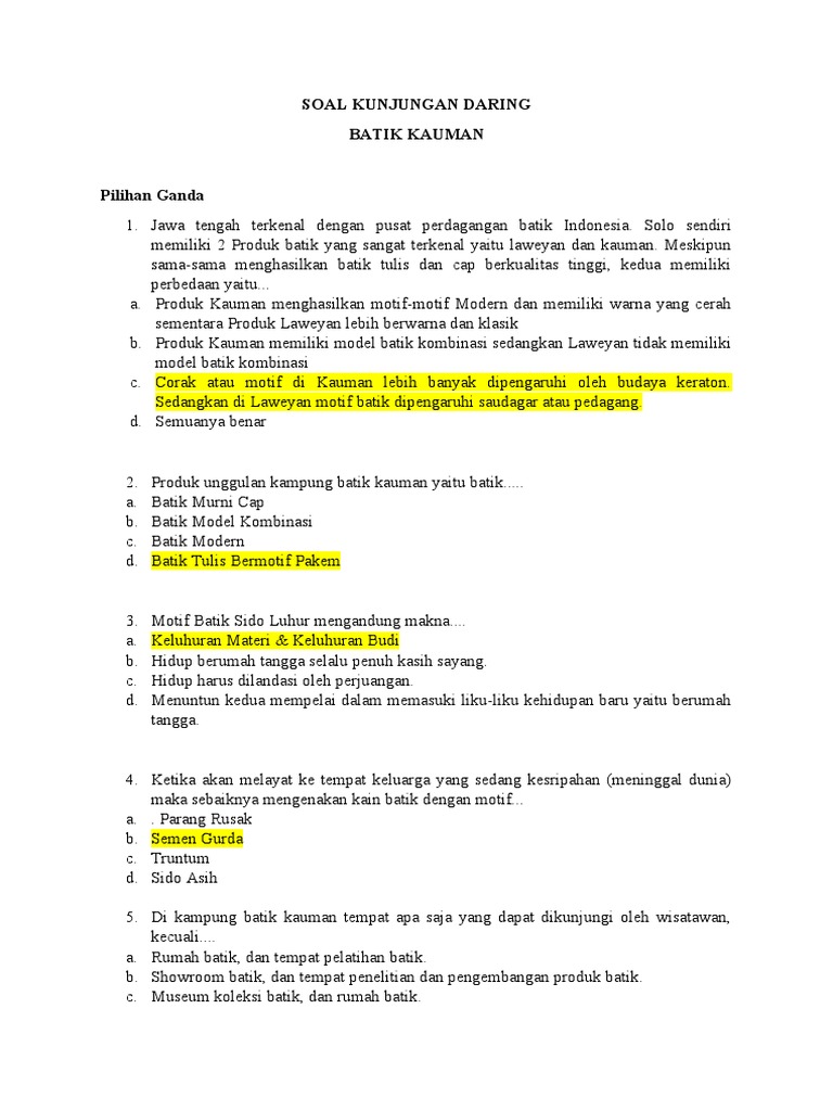 Soal Batik Kauman | PDF | Griya & Taman | Seni