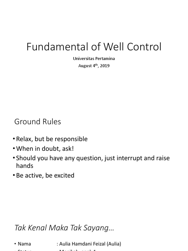 Fundamentals of Well Control: An Introduction to Pressure Concepts ...