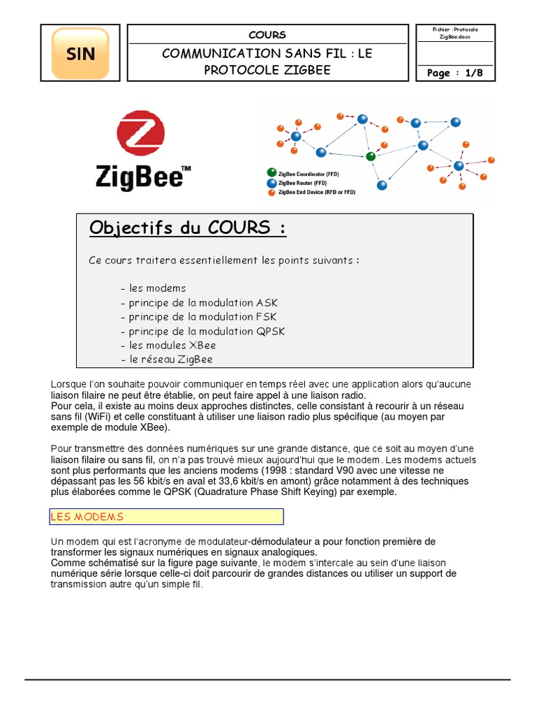 Protocole ZigBee | PDF | Modulation | Modem