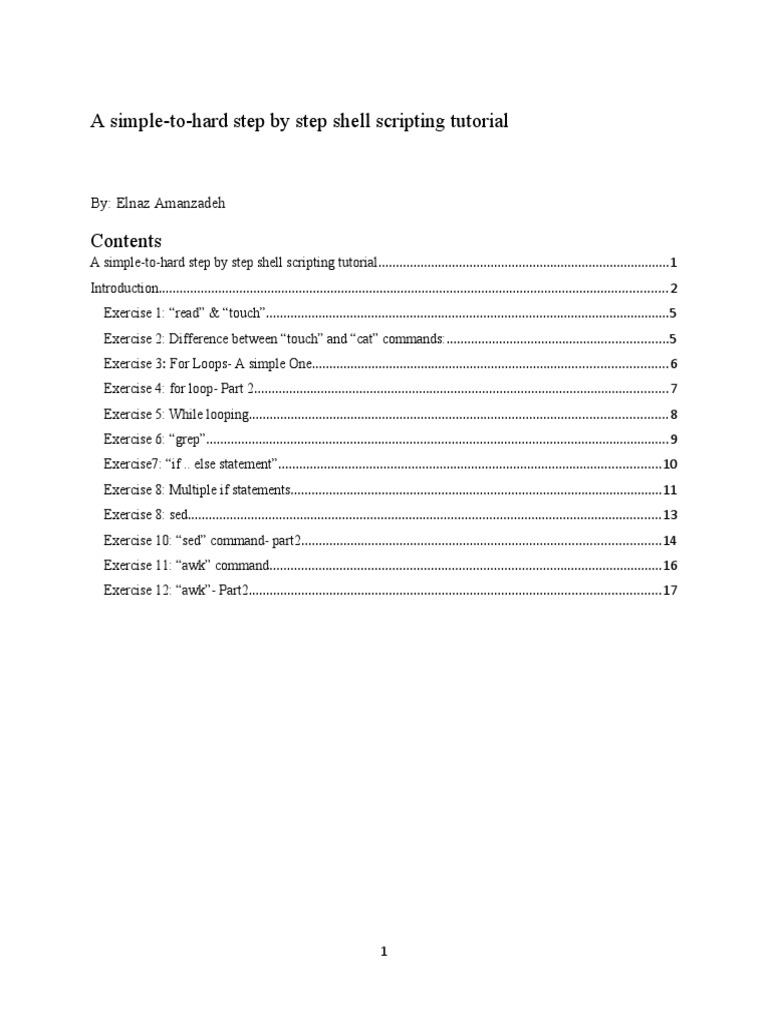 A Simple To Hard Step By Step Shell Scripting Tutorial Pdf Software Computer Programming 4276