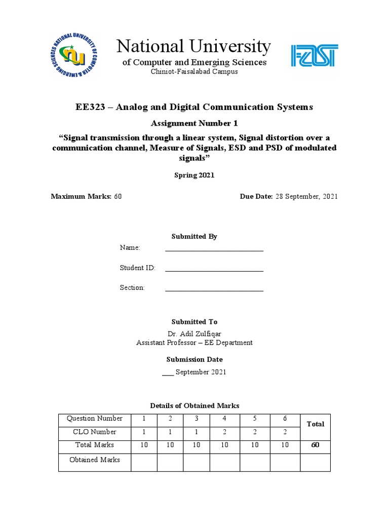 Signal Transmission Through A Linear System, Signal Distortion Over A ...