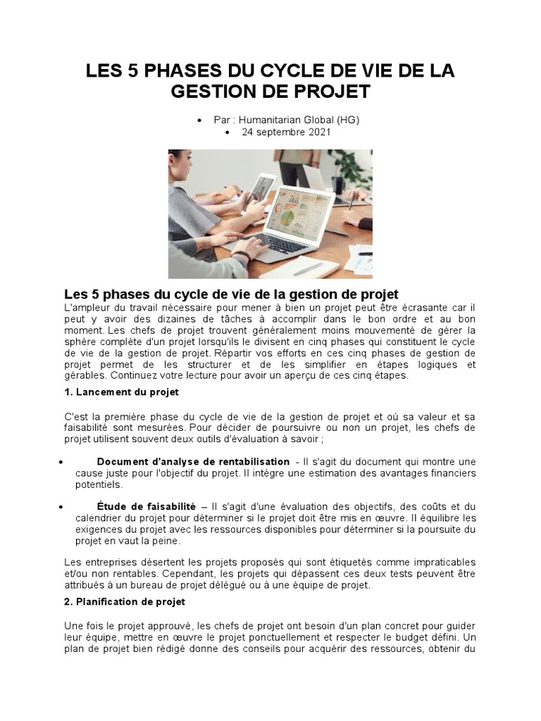 Les 5 Phases Du Cycle de Vie de La Gestion de Projet | PDF | Gestion de projet | Planification