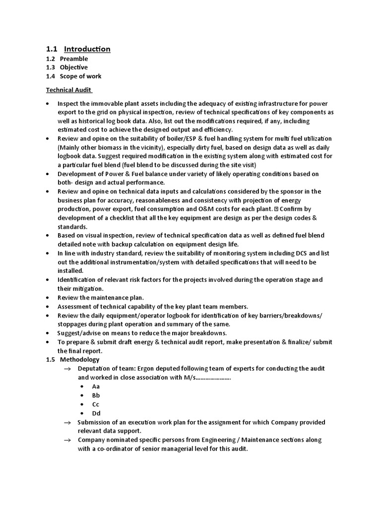 Technical Audit Report (Sample) | PDF | Boiler | Fuels