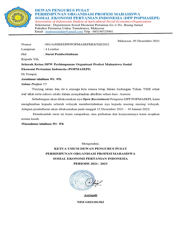Open Recruitment POPMASEPI 2021-2022 | PDF