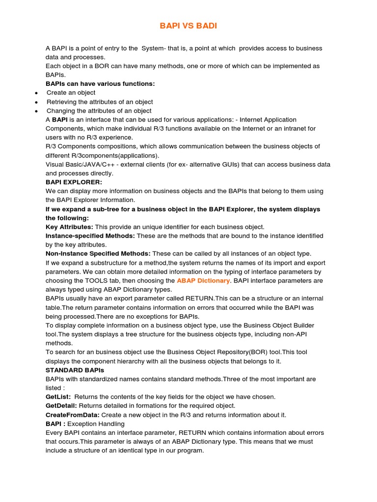 Bapi VS Badi | PDF | Object (Computer Science) | Method (Computer Programming)