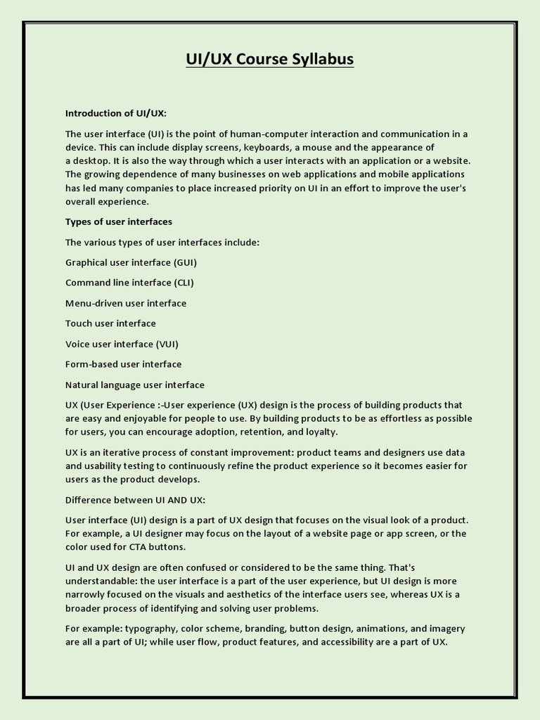 Syllabus of UX-UI | Download Free PDF | J Query | Graphical User Interfaces