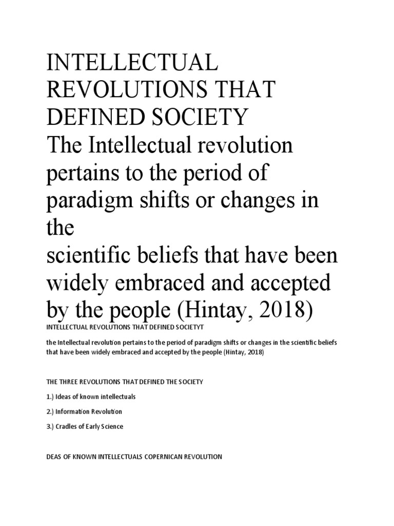 Intellectual Revolutions That Defined Society | PDF | Science ...