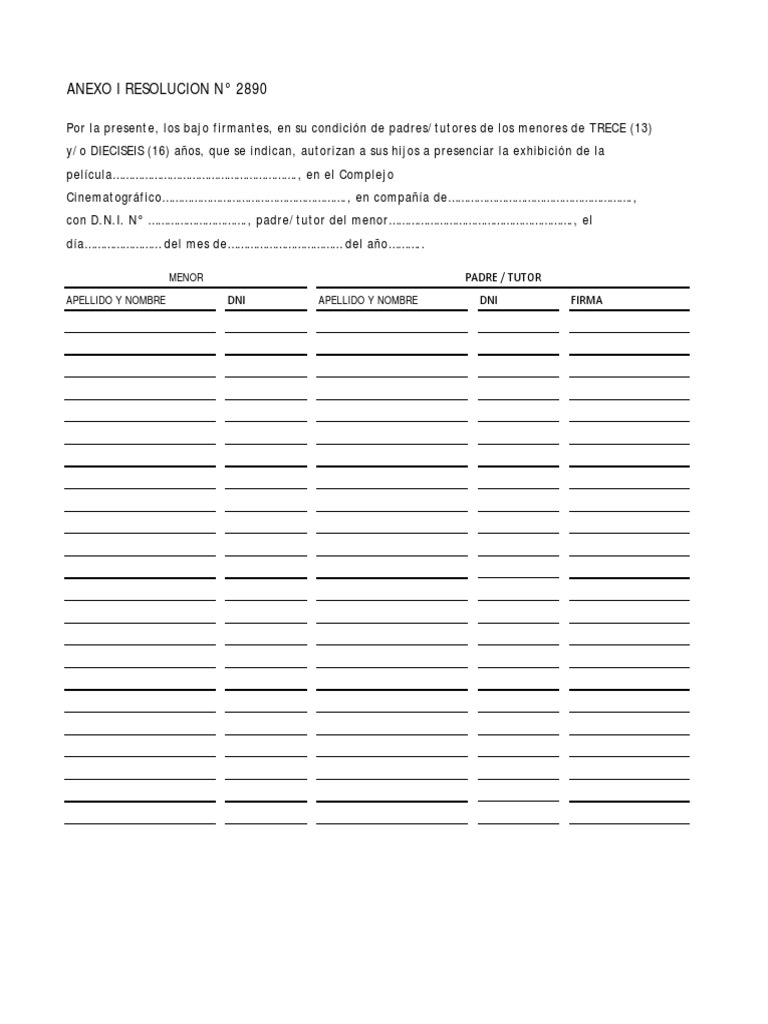 Formulario Resolucion 2890 | PDF