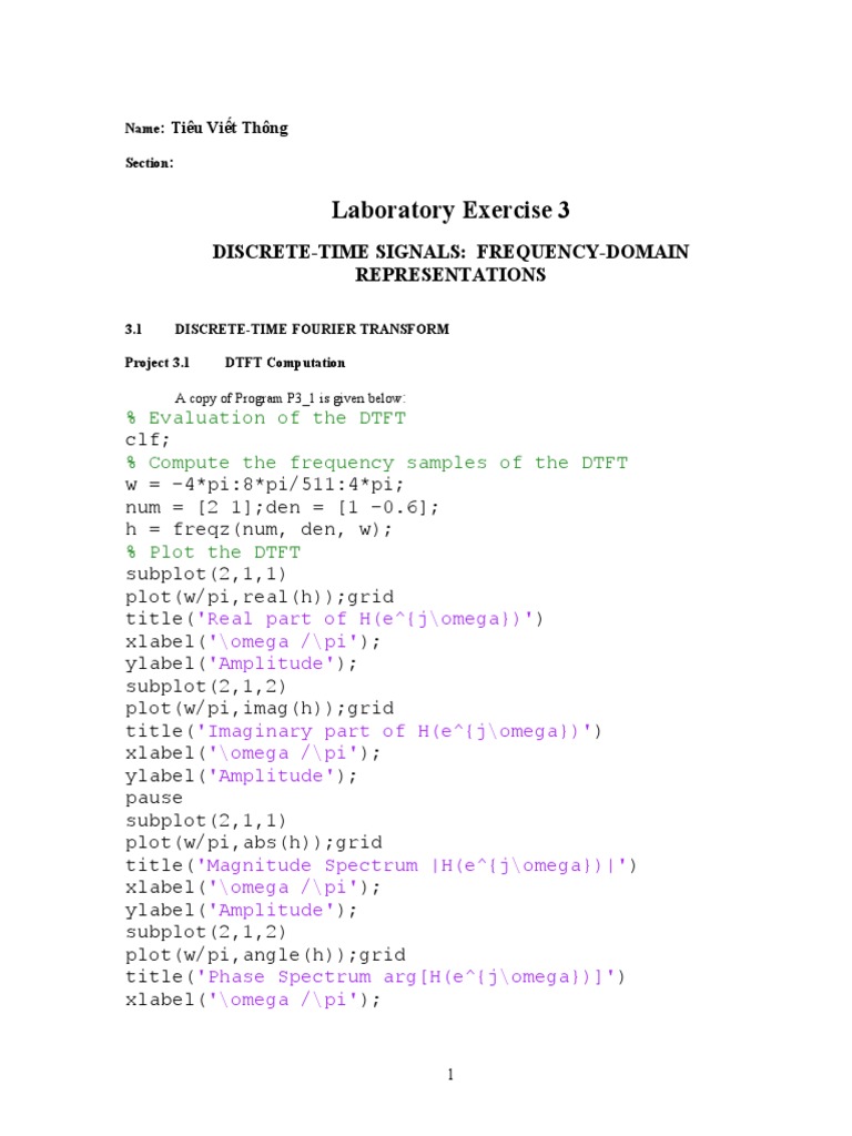 Laboratory Exercise 3: Discrete-Time Signals: Frequency-Domain ...