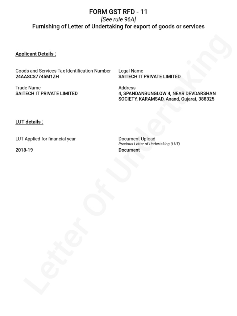 Form GST RFD - 11 18-19 | PDF | Taxes | Policy